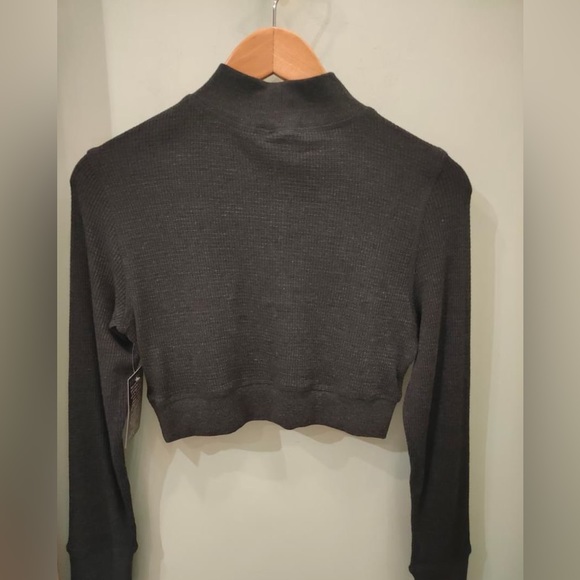 Mono B | Tops | Mono B Mock Neck Waffle Crop Top | Poshmark